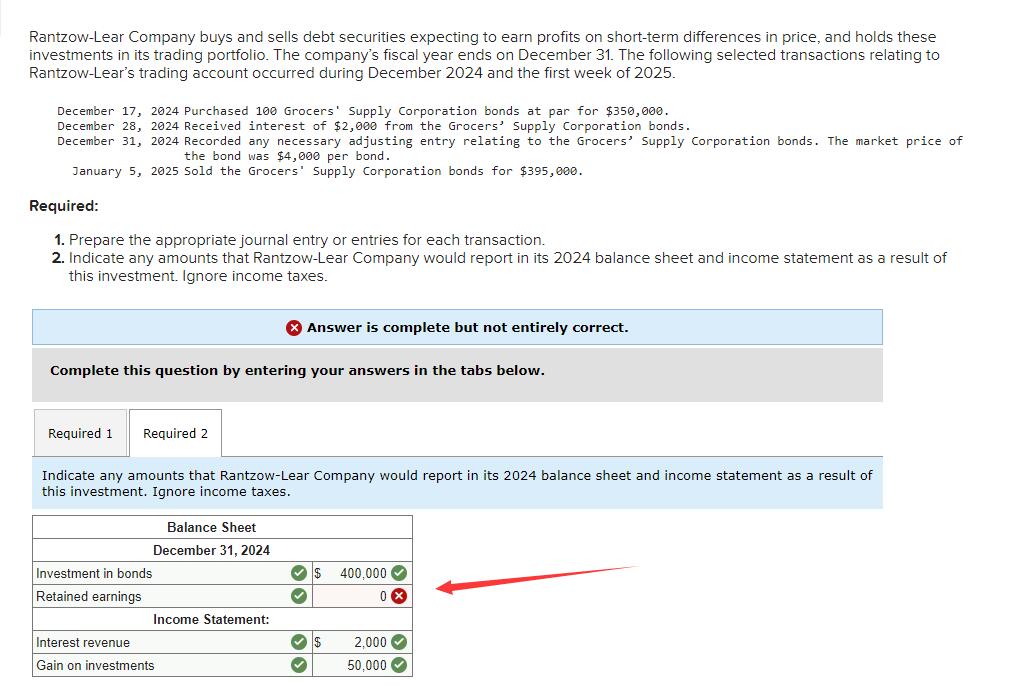Solved Rantzow-Lear Company buys and sells debt securities | Chegg.com