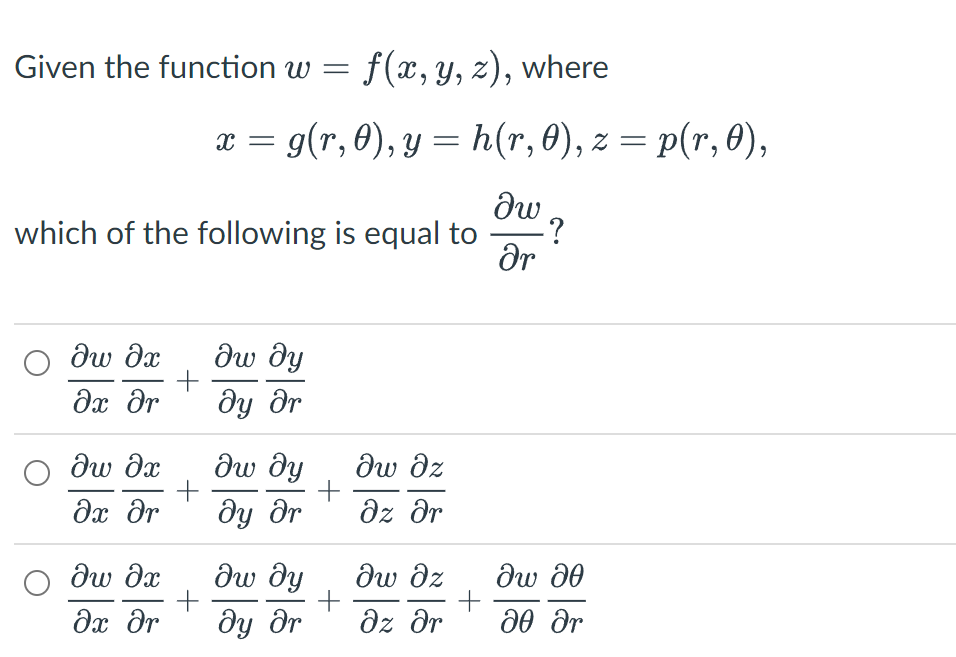 Solved Given the function w=f(x,y,z), | Chegg.com