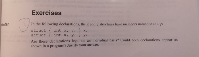 Solved Exercises dion 16.1 In the following declarations, | Chegg.com