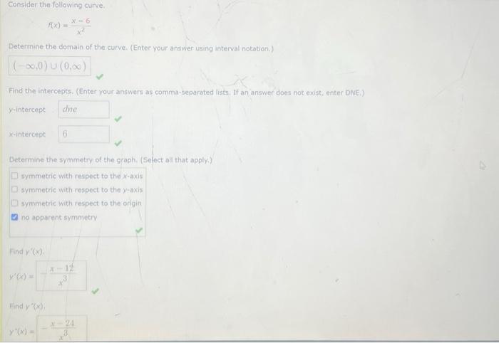 Solved Consider The Following Curve F X X2x−6 Determine
