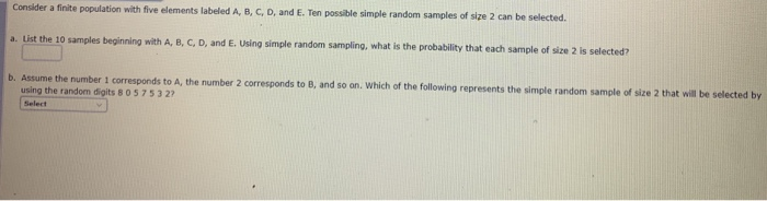 Solved Consider a finite population with five elements | Chegg.com