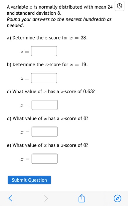 Solved A variable x is normally distributed with mean 24 0 | Chegg.com
