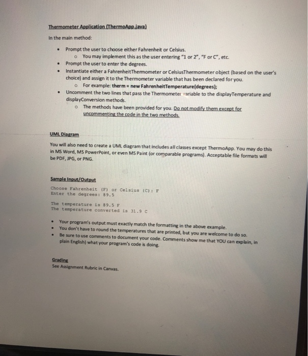 Solved Thermometer Application Create a program that the | Chegg.com