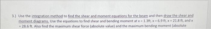 Solved 3.) Use the integration method to find the shear and | Chegg.com