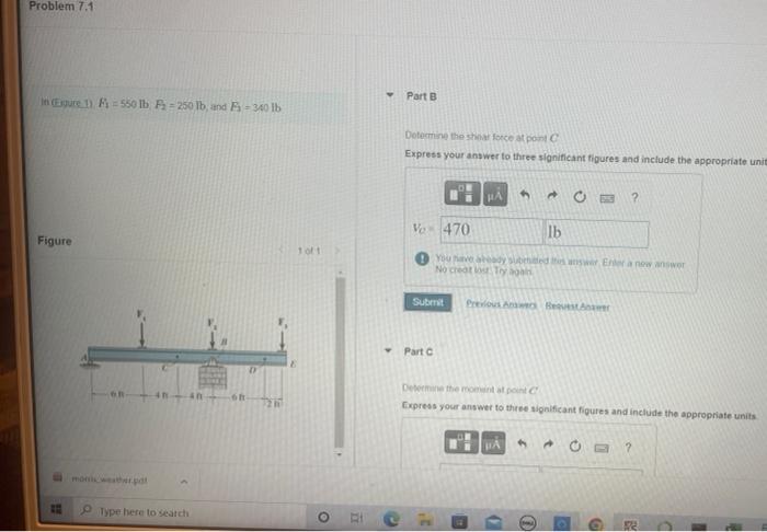 Solved Itivespure n) F1=550lb,F2=250lb, and F2=340lb Part B | Chegg.com