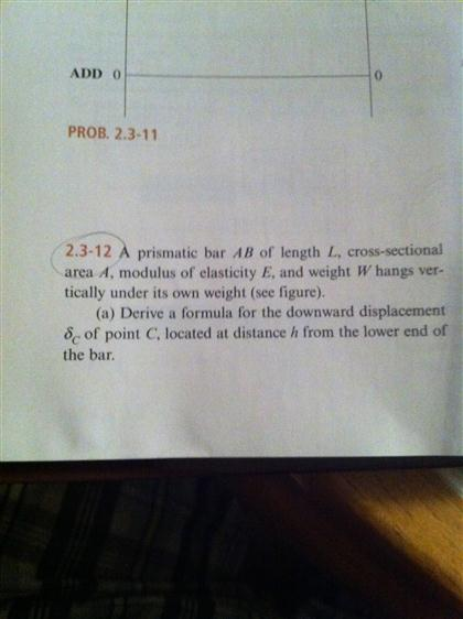 Solved A prismatic bar AB of length L, cross-sectional area | Chegg.com