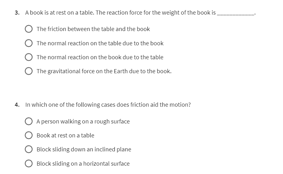 Solved A book is at rest on a table. The reaction force for | Chegg.com