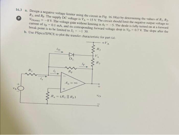 Solved 3 a. Design a negative voltage limiter using the | Chegg.com