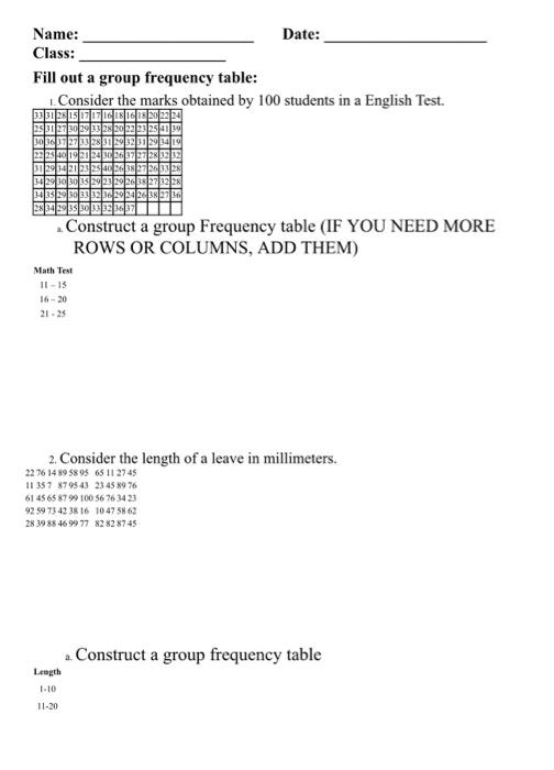 Solved A Construct A Group Frequency Table If You Need 7315