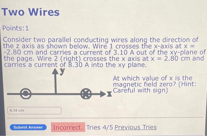 Solved Consider two parallel conducting wires along the | Chegg.com