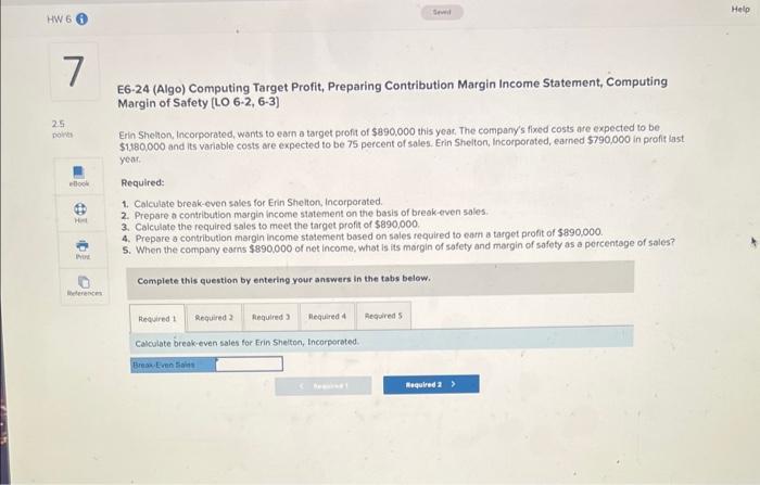Solved E6-24 (Algo) Computing Target Profit, Preparing | Chegg.com
