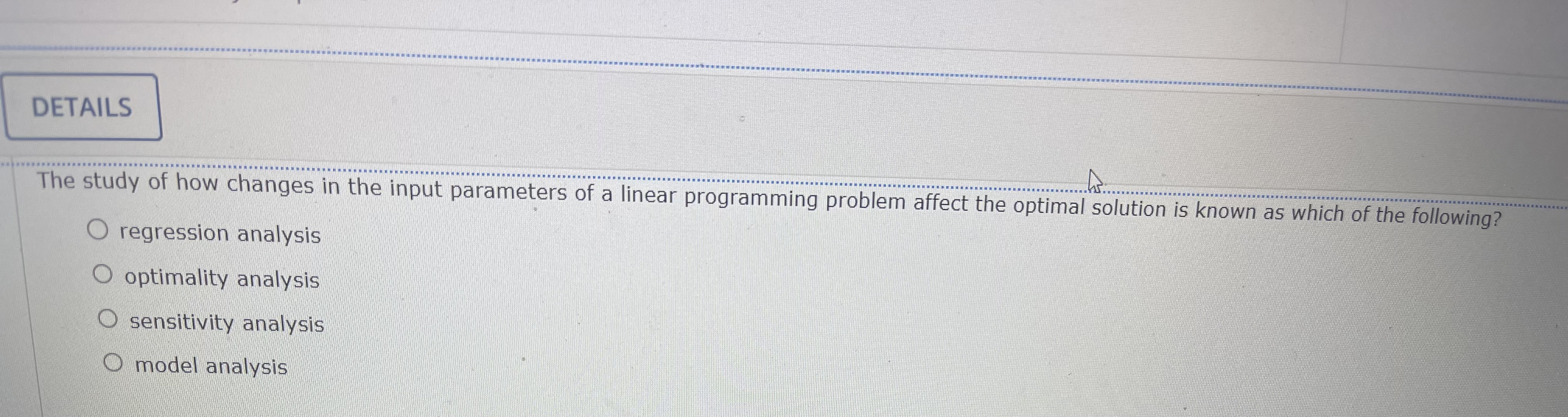 Solved The study of how changes in the input parameters of a | Chegg.com