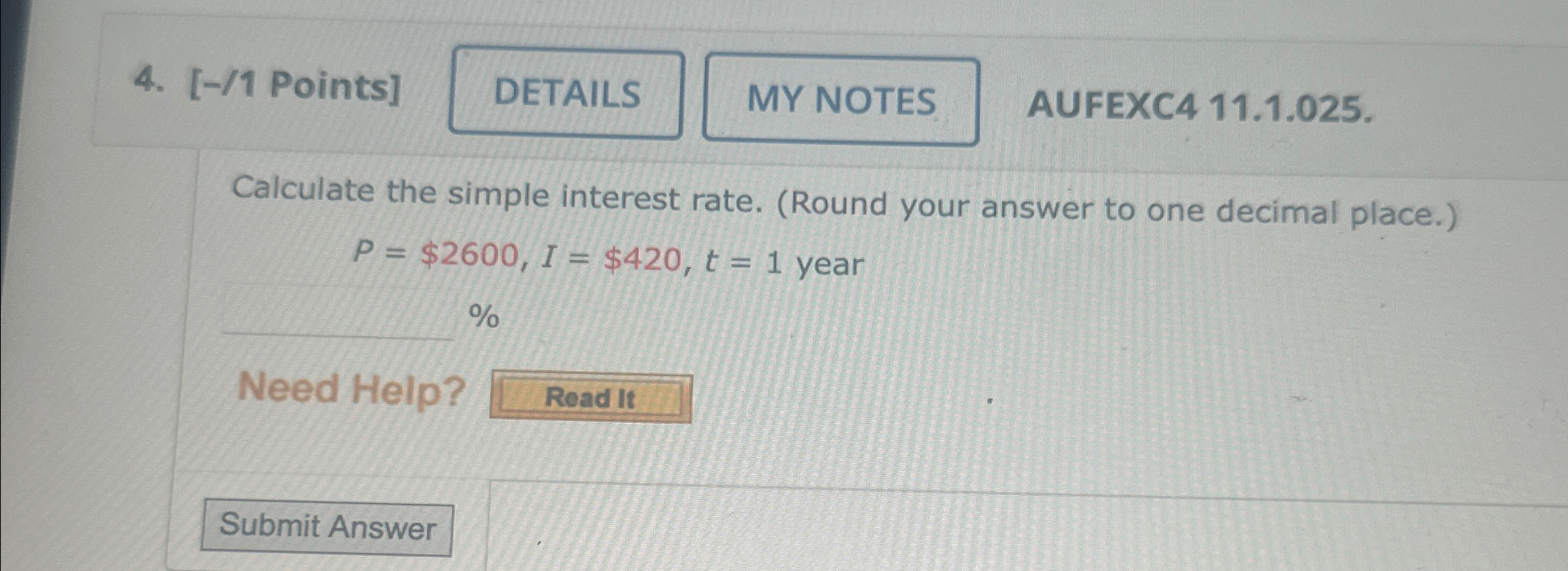 Solved Points] ﻿AUFEXC4 11.1.025.Calculate the simple | Chegg.com