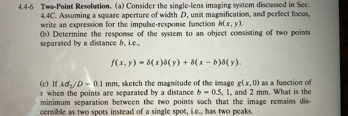 4.4-6 Two-Point Resolution. (a) Consider the | Chegg.com