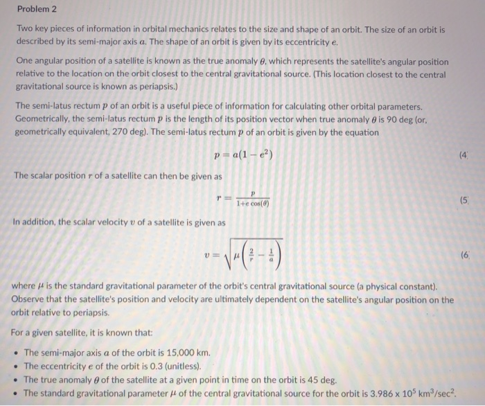 Solved Problem 2 Two key pieces of information in orbital | Chegg.com