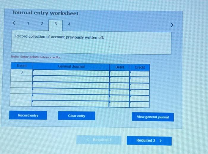 Solved Journal entry worksheet Record collection of account | Chegg.com
