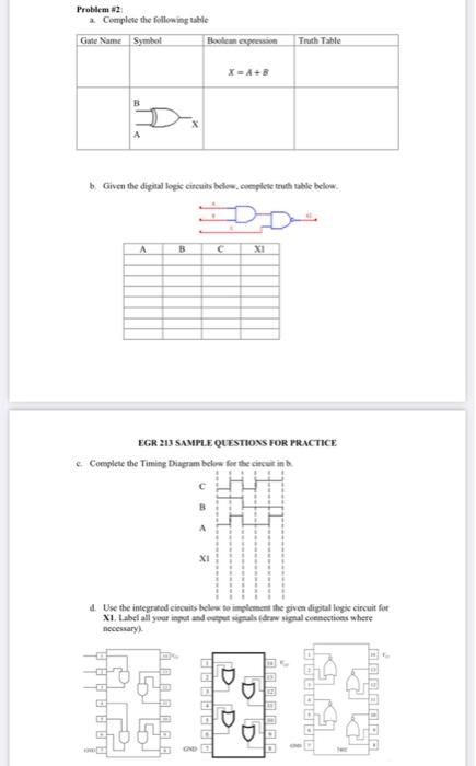 Solved Problem #2 a Complete the following table Gate Name | Chegg.com