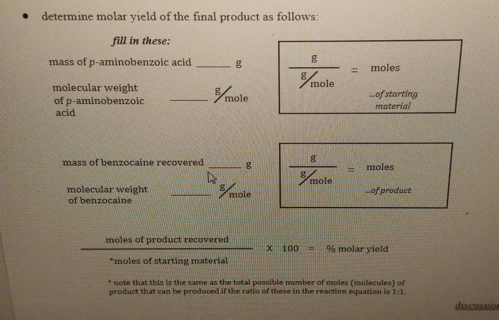 Solved determine molar yield of the final product as | Chegg.com