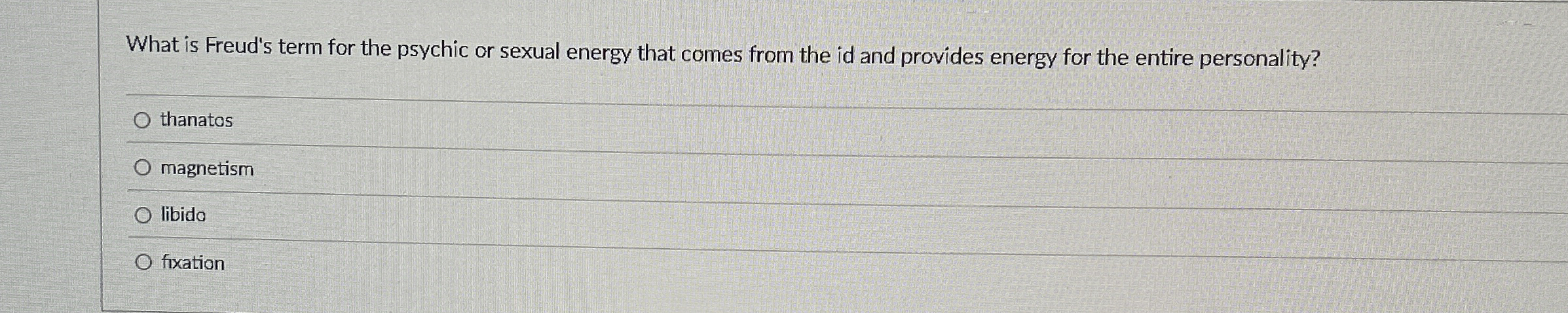 Solved What is Freud's term for the psychic or sexual energy | Chegg.com