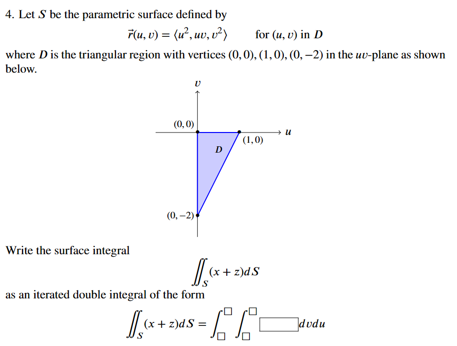 Solved Let S ﻿be the parametric surface defined | Chegg.com