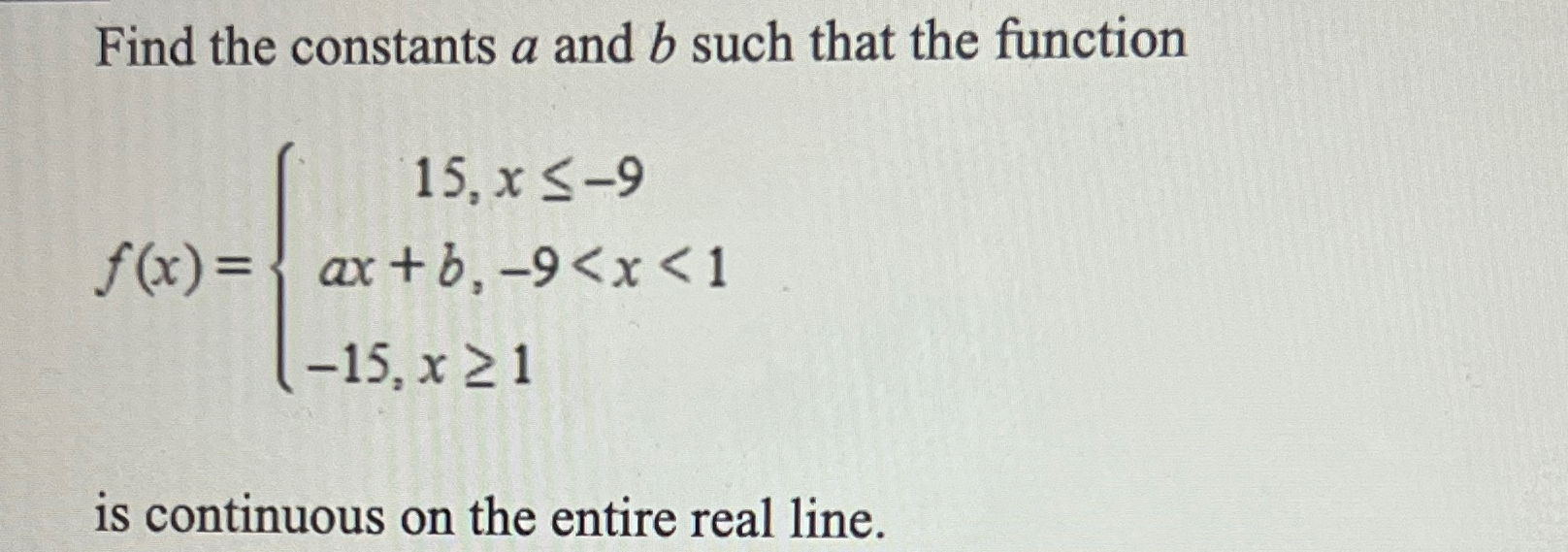 Solved Find the constants a and b ﻿such that the | Chegg.com