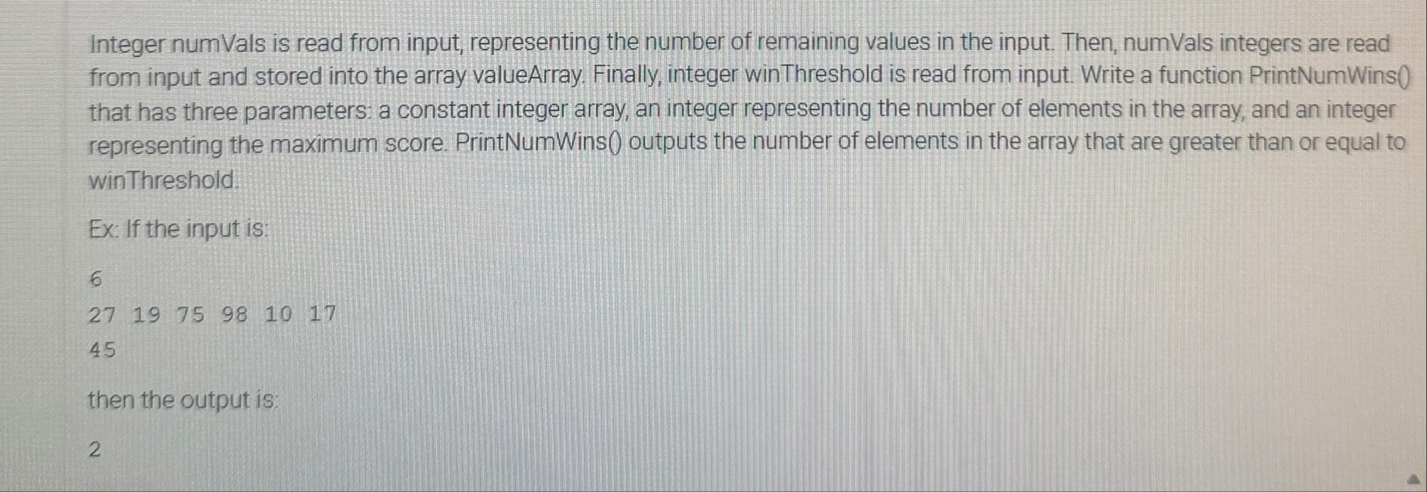 Solved Integer numVals is read from input, representing the | Chegg.com