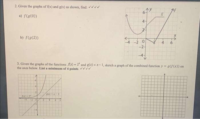 Solved 2. Given the graphs of f(x) and g(x) as shown, find: | Chegg.com