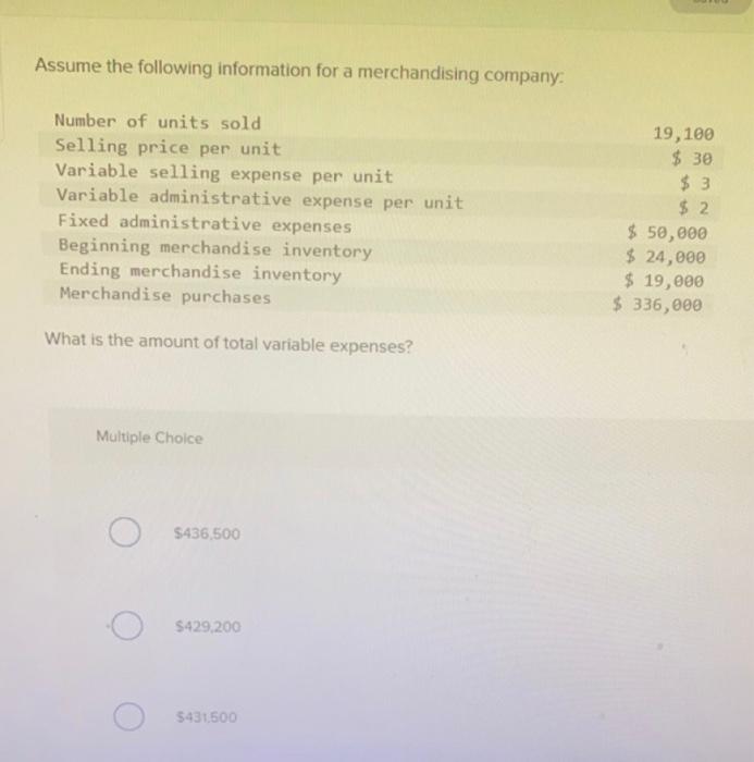 Solved Assume the following information for a merchandising | Chegg.com