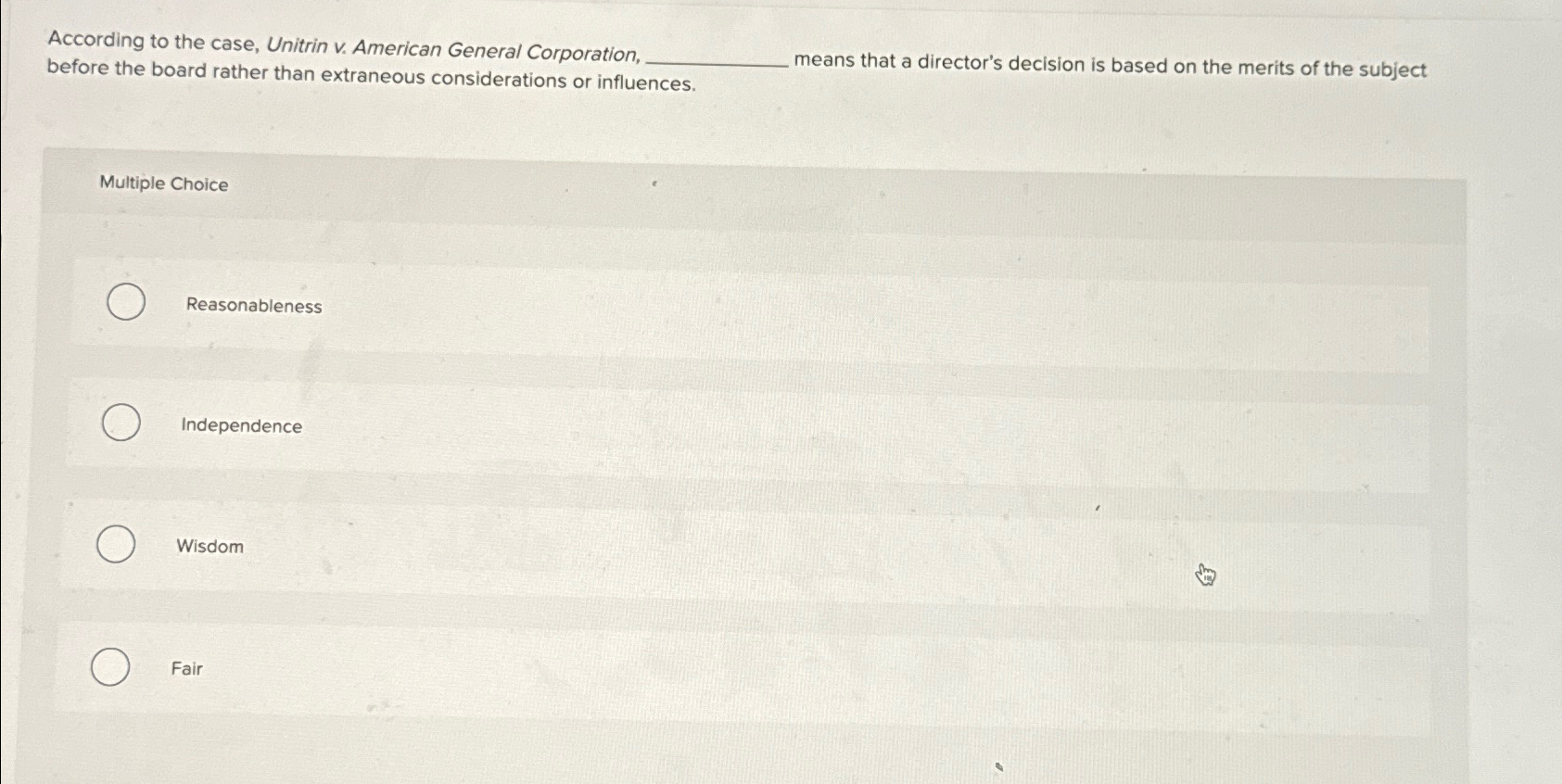 Solved According to the case, Unitrin v. ﻿American General | Chegg.com