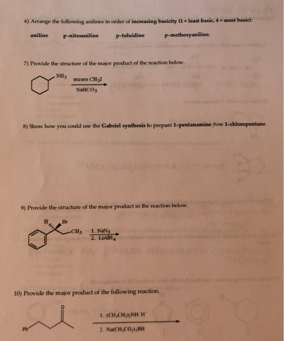 Solved 6) Arrange the following anilines in order of | Chegg.com