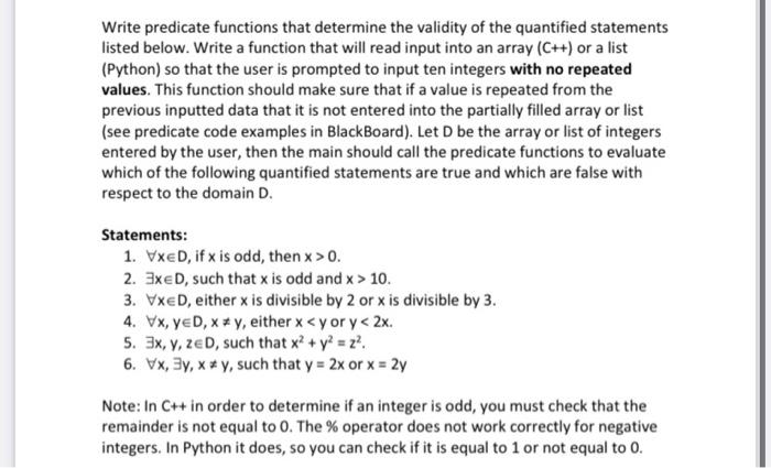 Solved Write predicate functions that determine the validity | Chegg.com