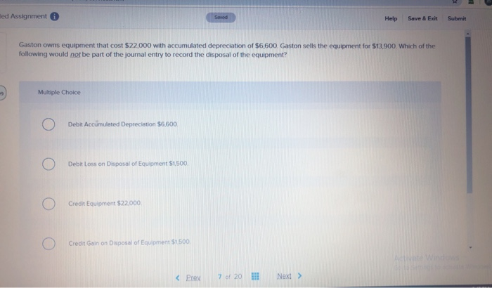 Solved led Assignment Help Save & Exit Submit Gaston owns | Chegg.com