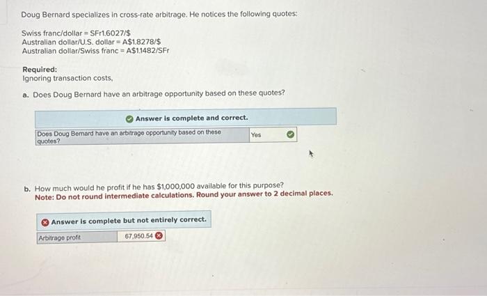Solved Doug Bernard specializes in cross-rate arbitrage. He | Chegg.com