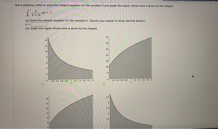 Solved Use a graphing utility tk solve integral for constant | Chegg.com
