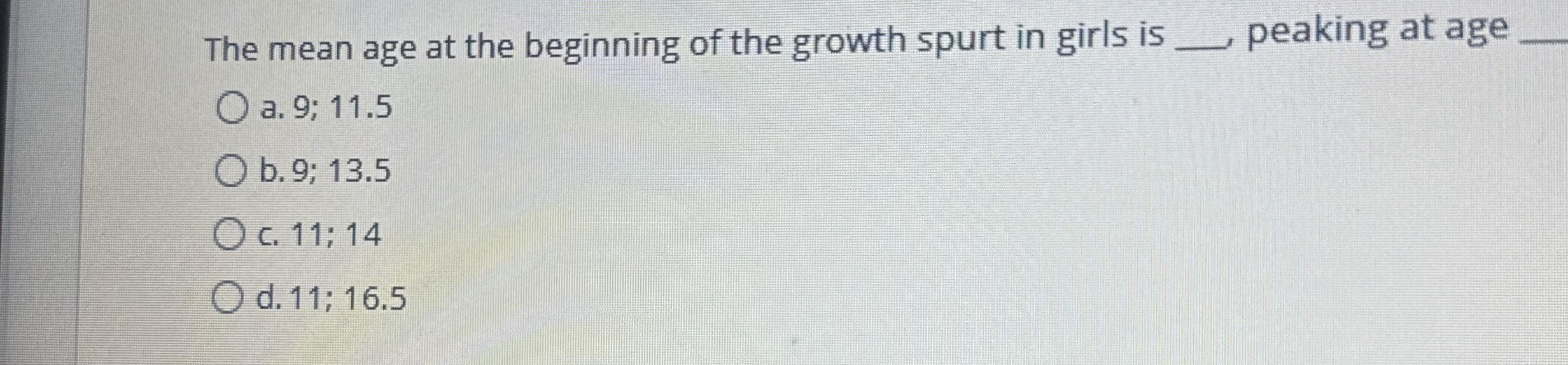 Solved The mean age at the beginning of the growth spurt in | Chegg.com