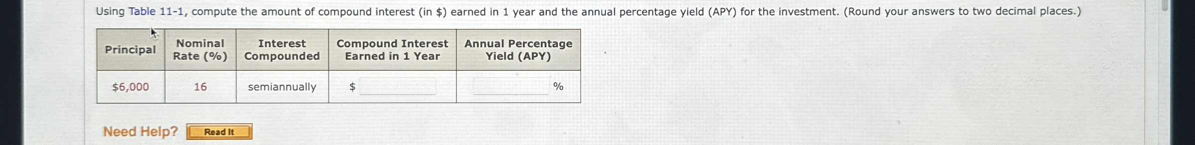 Solved by an EXPERT Using Table 11-1, ﻿compute the amount of compound | Chegg.com