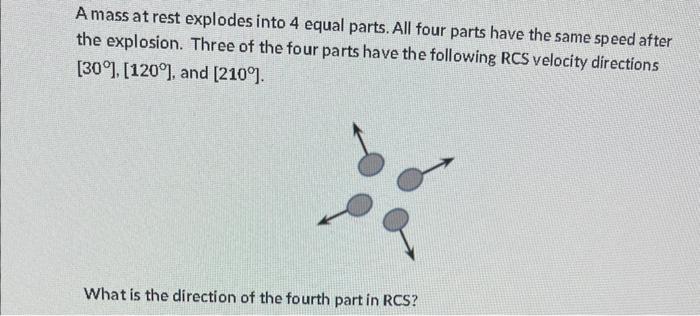 Solved A mass at rest explodes into 4 equal parts. All four | Chegg.com