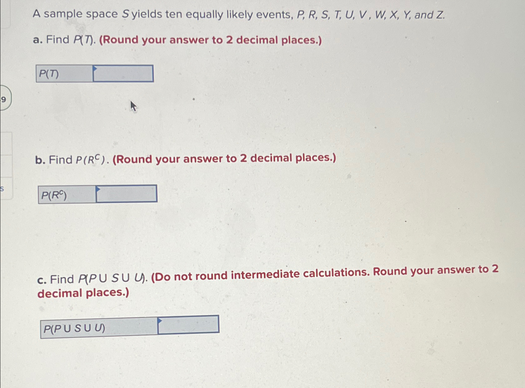 Solved A sample space S ﻿yields ten equally likely events, | Chegg.com