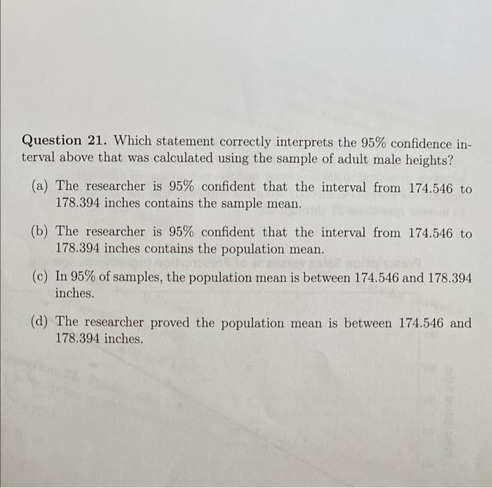 Solved Question 21. Which statement correctly interprets the | Chegg.com