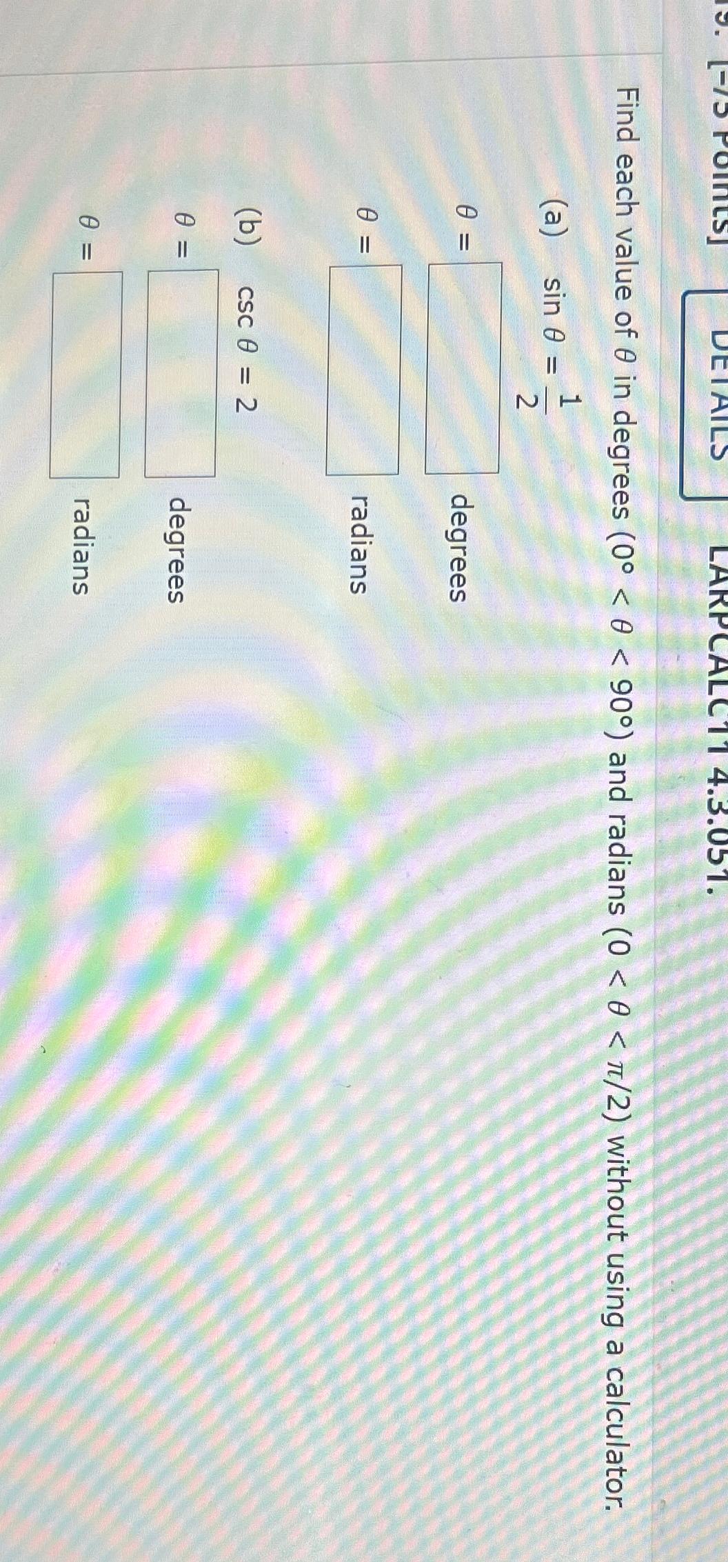 Solved Find each value of θ ﻿in degrees )