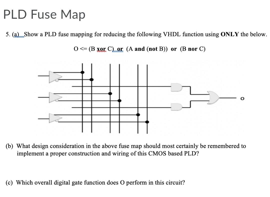 Solved PLD Fuse Map 5. (a)_Show a PLD fuse mapping for | Chegg.com