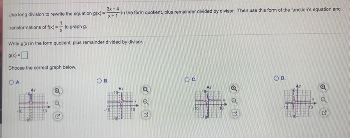 Solved Use long division to rewrite the equation g(x) in the | Chegg.com