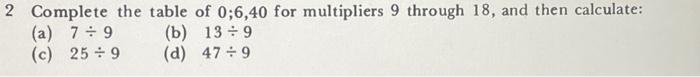 Solved 2 Complete the table of 0;6,40 for multipliers 9 | Chegg.com