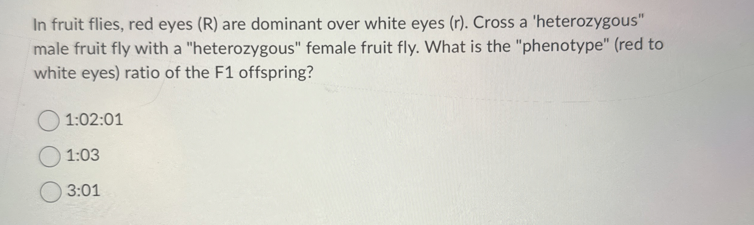 Solved In fruit flies, red eyes (R) ﻿are dominant over white | Chegg.com