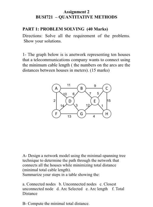 Solved PART 1: PROBLEM SOLVING (40 Marks) Directions: Solve | Chegg.com