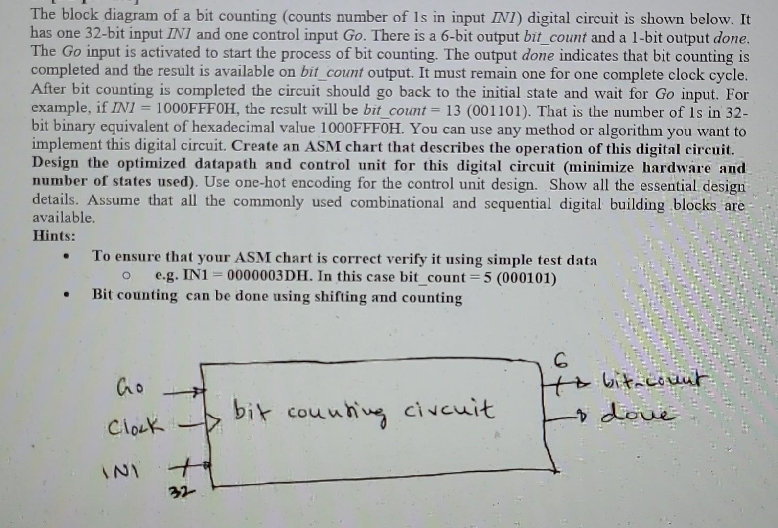 Solved The Block Diagram Of A Bit Counting Counts Number Of