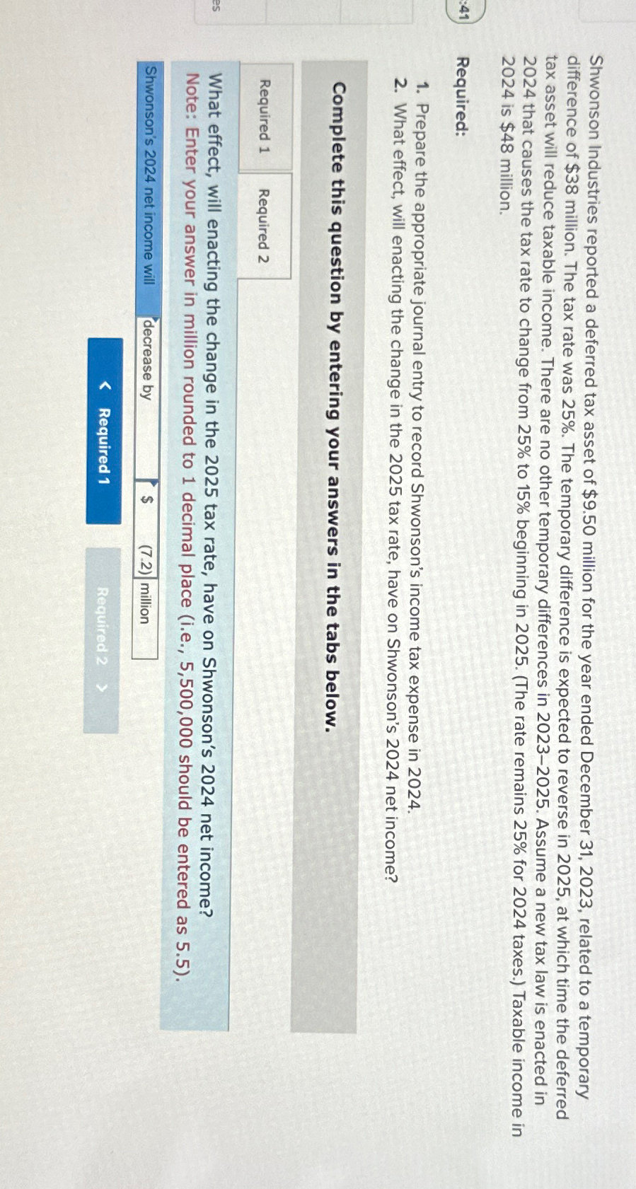 Solved Shwonson Industries reported a deferred tax asset of | Chegg.com