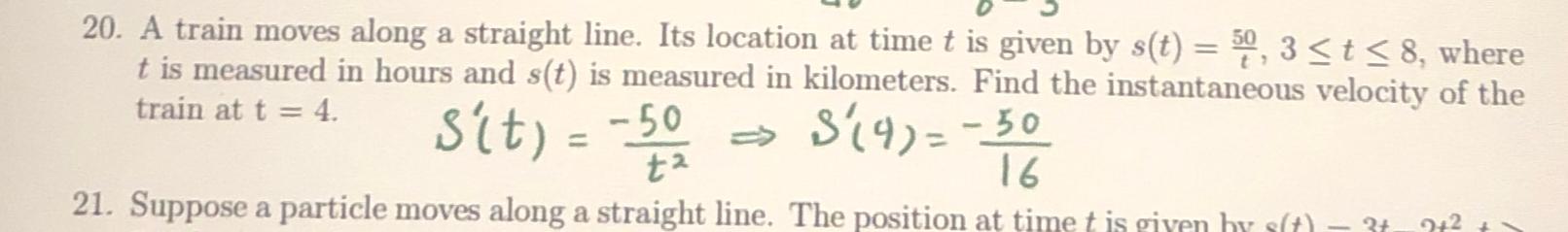Solved A train moves along a straight line. Its location at | Chegg.com