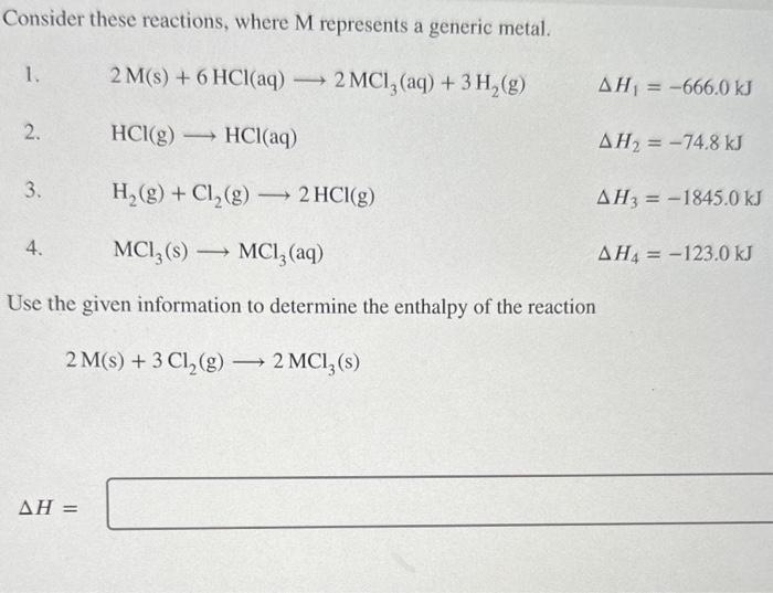 Solved Consider these reactions, where M represents a | Chegg.com