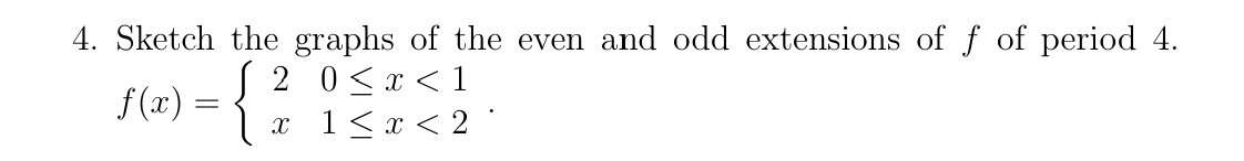 Sketch the graphs of ﻿the even and odd extensions | Chegg.com